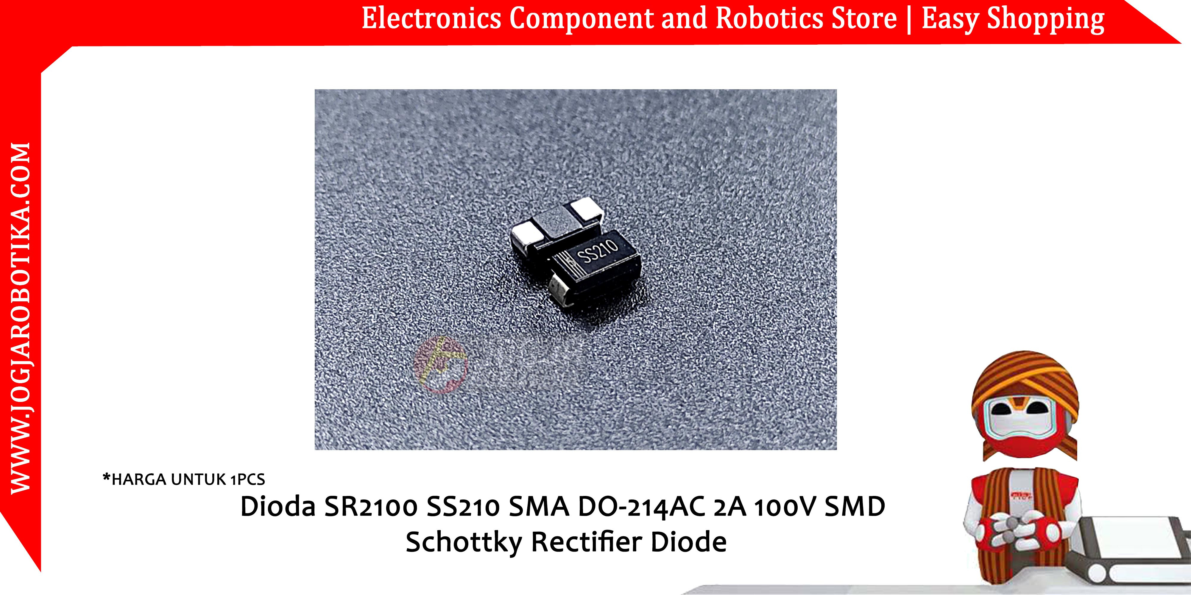 Dioda SR2100 SS210 SMA DO-214AC 2A 100V SMD Schottky Rectifier Diode ...