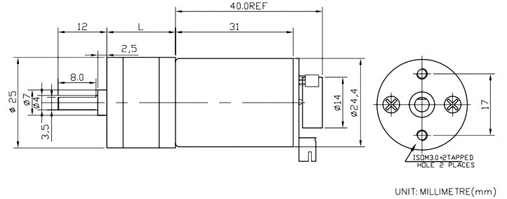 Motor Dc Gearbox 12V 25mm JGA25-370 280rpm With Encoder