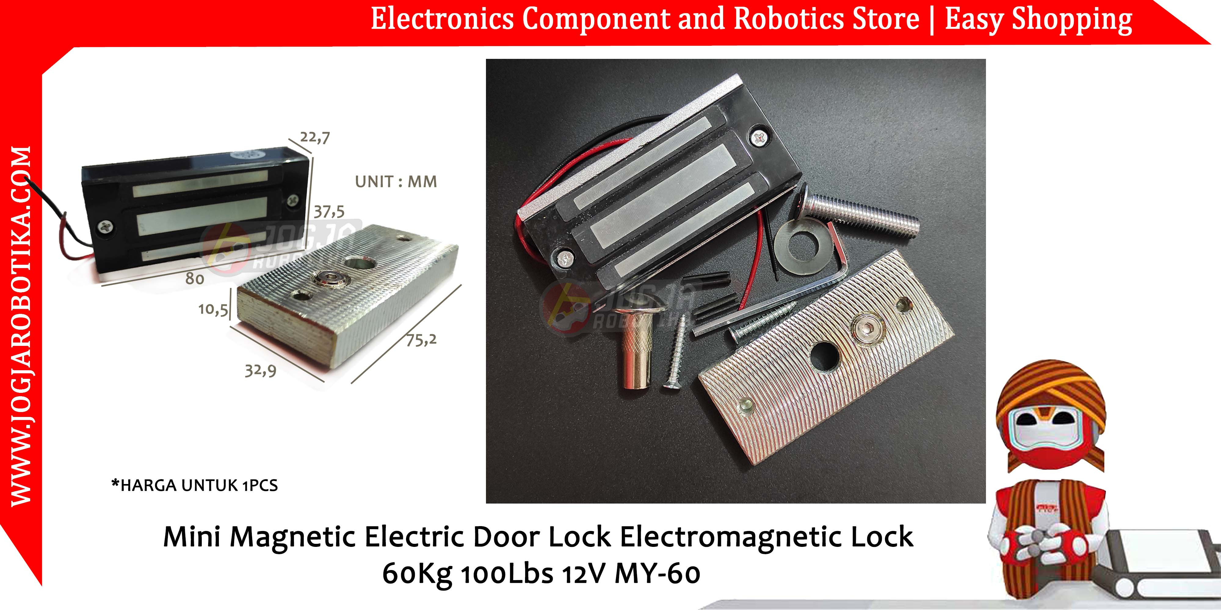 Jual Mini Magnetic Electric Door Lock Electromagnetic Lock 60Kg 100Lbs ...