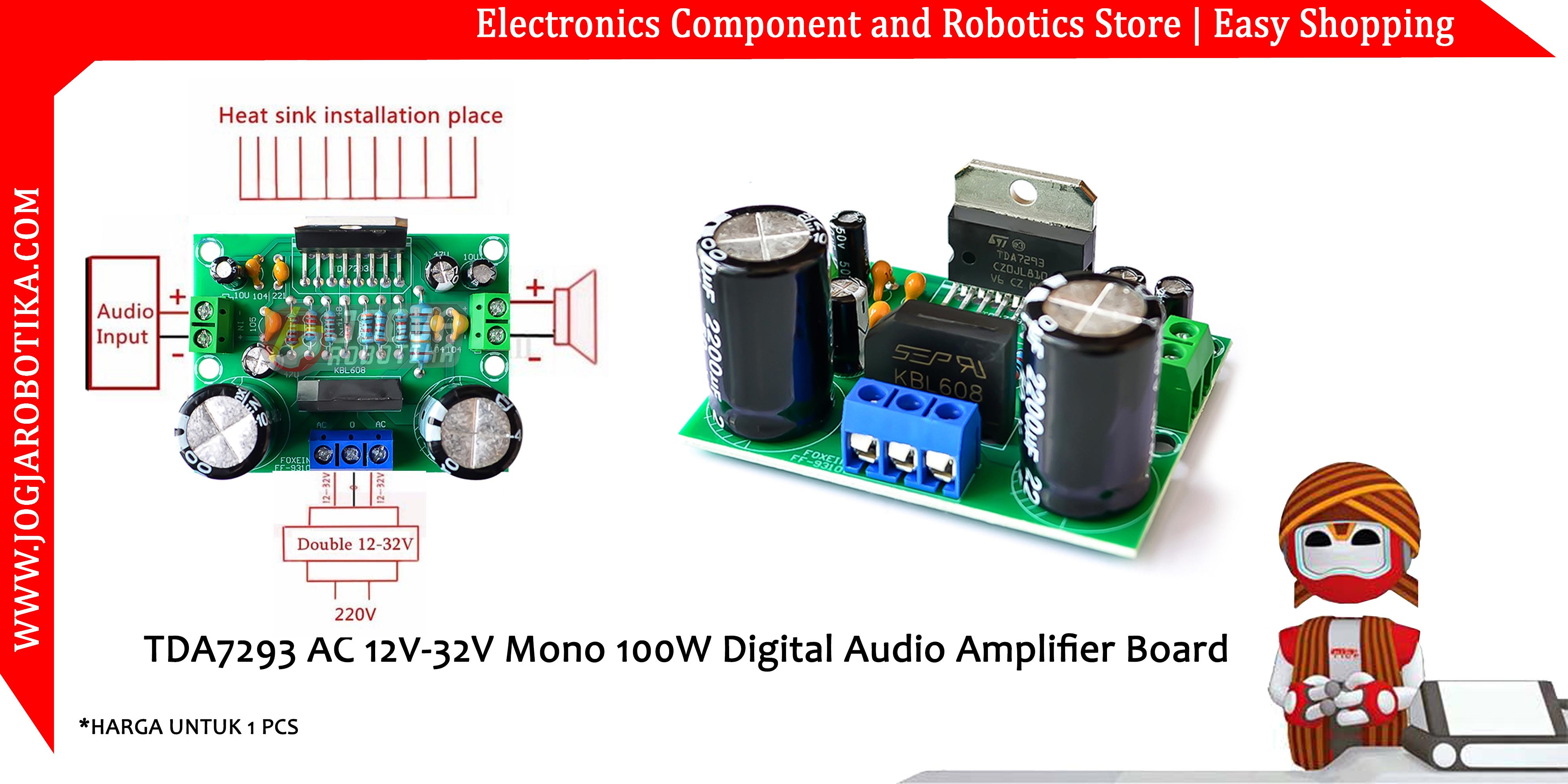 jual TDA7293 AC 12V-32V Mono 100W Digital Audio Amplifier Board