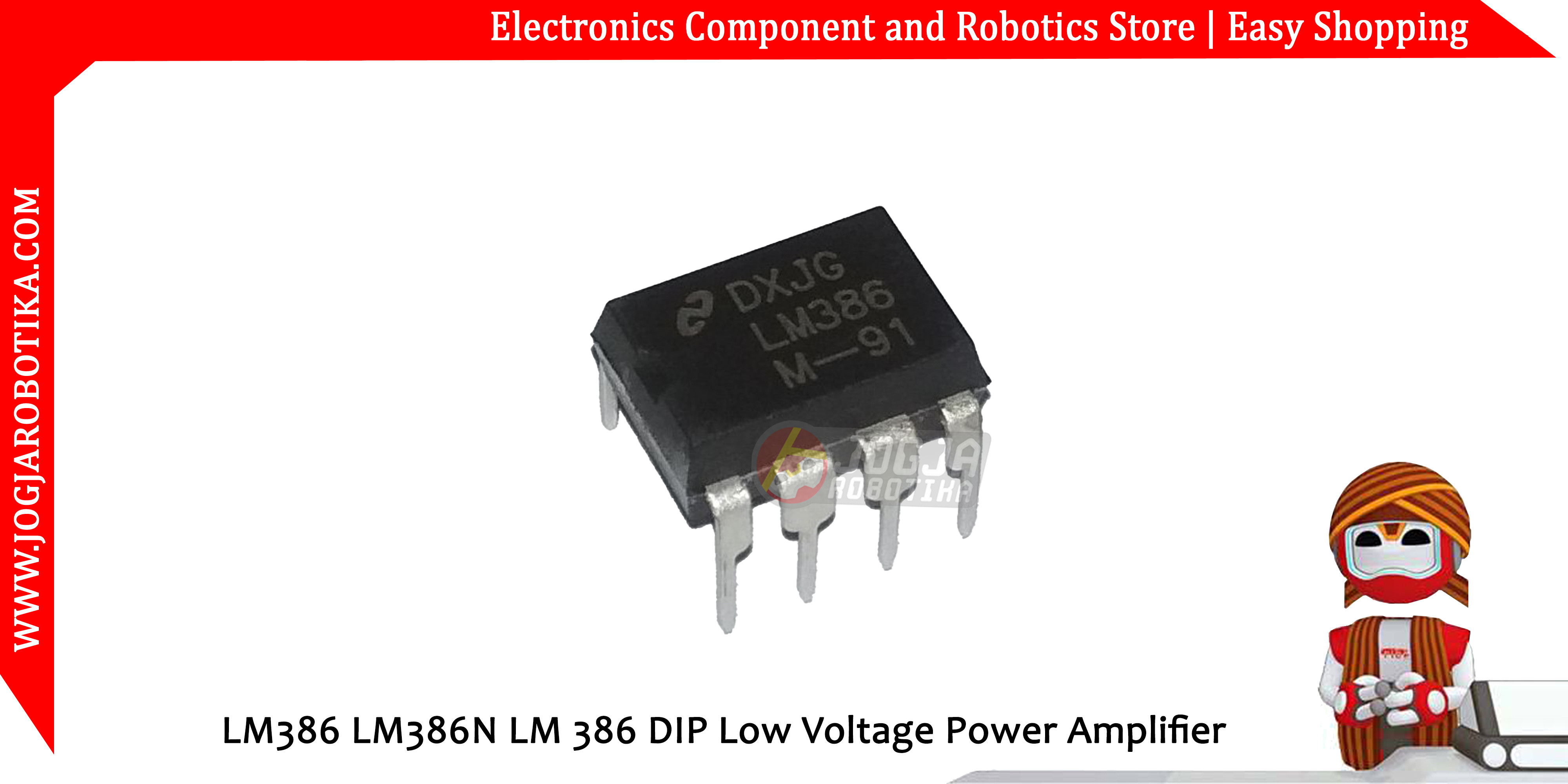 LM386 LM386N LM 386 DIP Low Voltage Power Amplifier - Toko Komponen ...