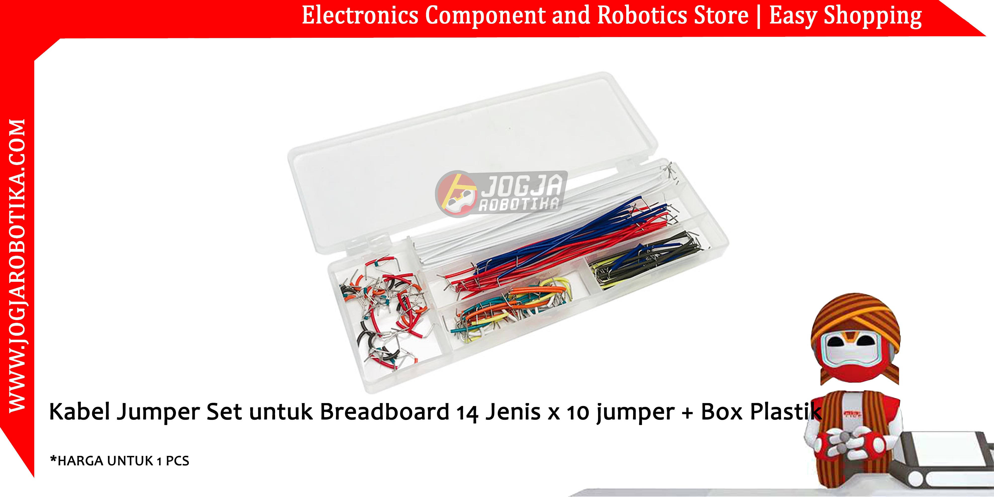 jual Kabel Jumper Set untuk Breadboard 14 Jenis x 10 jumper + Box Plastik