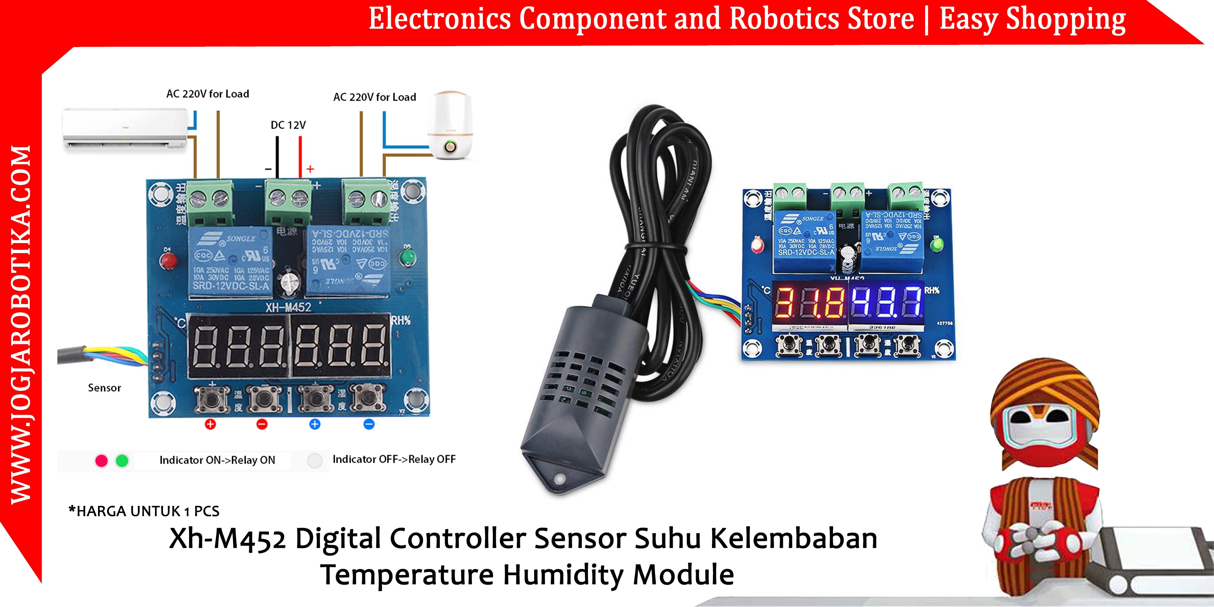 Xh-M452 12V Digital Controller Sensor Suhu Kelembaban Temperature ...