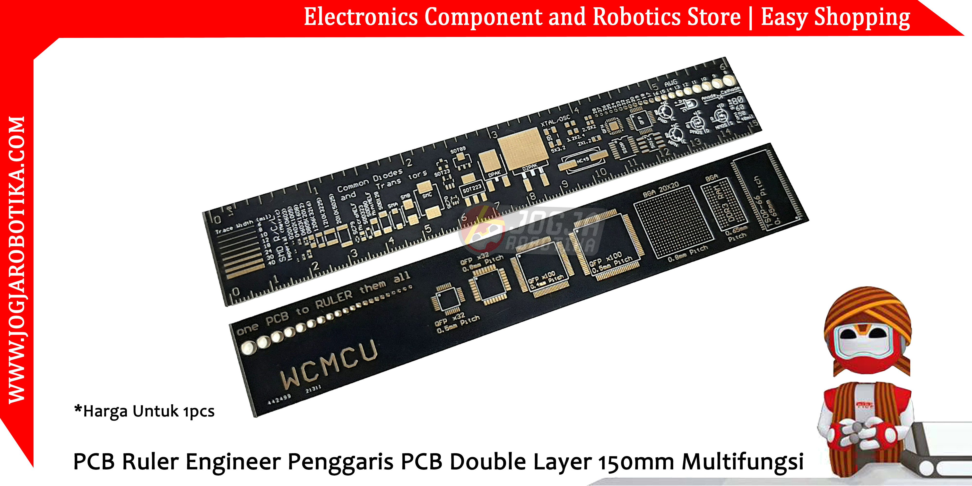 PCB Ruler Engineer Penggaris PCB Double Layer 150mm Multifungsi - Toko ...