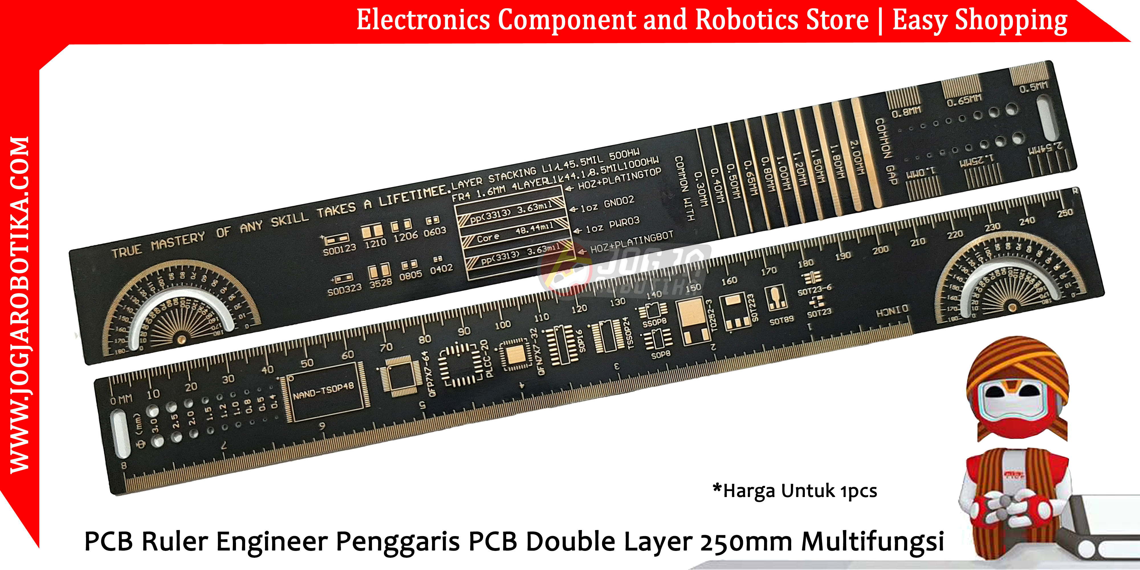 PCB Ruler Engineer Penggaris PCB Double Layer 250mm Multifungsi - Toko ...