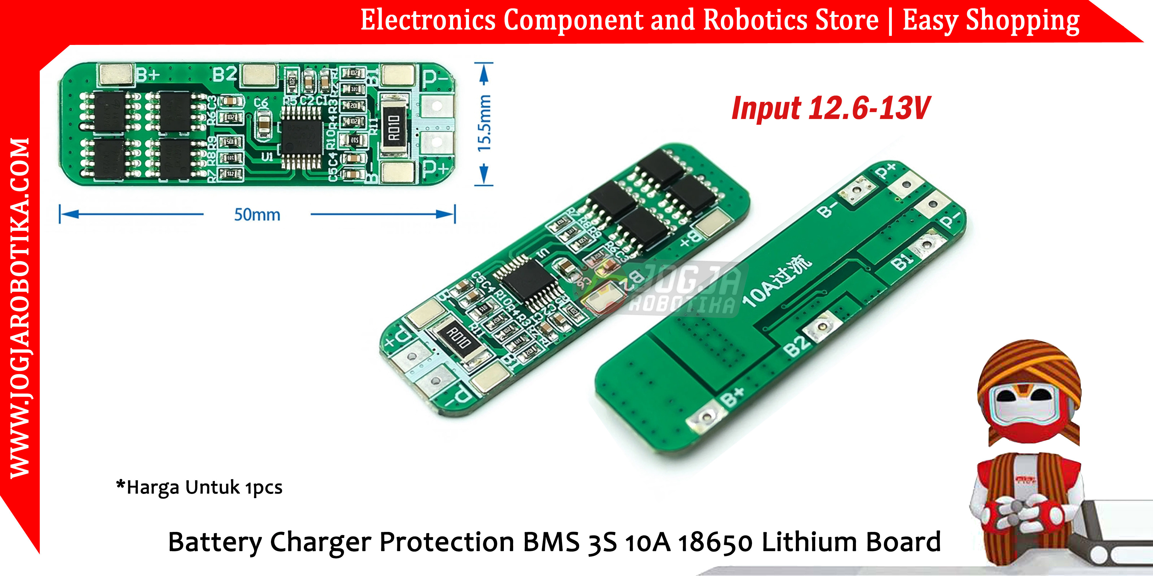 Battery Charger Protection BMS 3S 10A 18650 Lithium Board - Toko ...