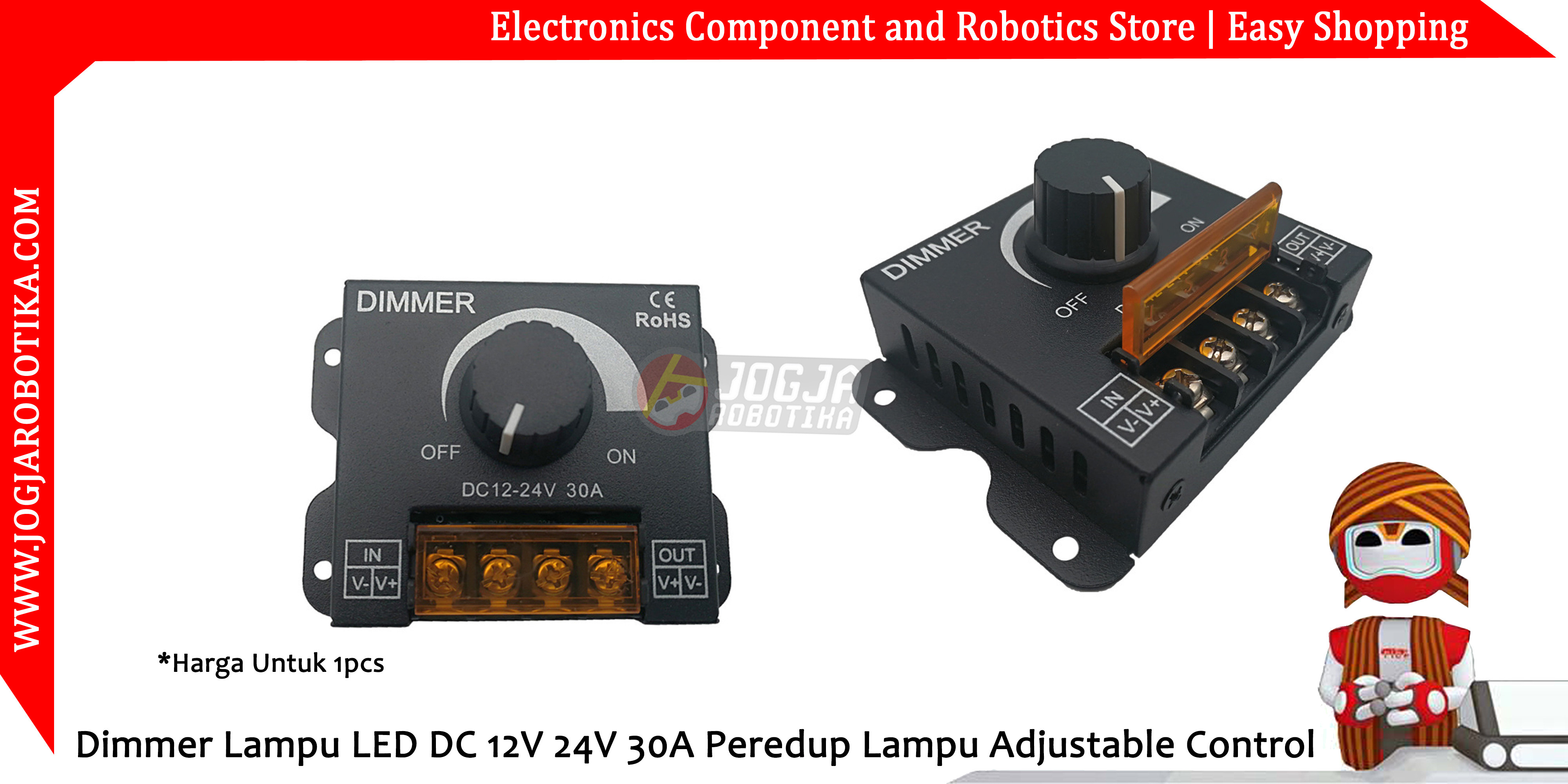Dimmer Lampu LED DC 12V 24V 30A Peredup Lampu Adjustable Control - Toko ...