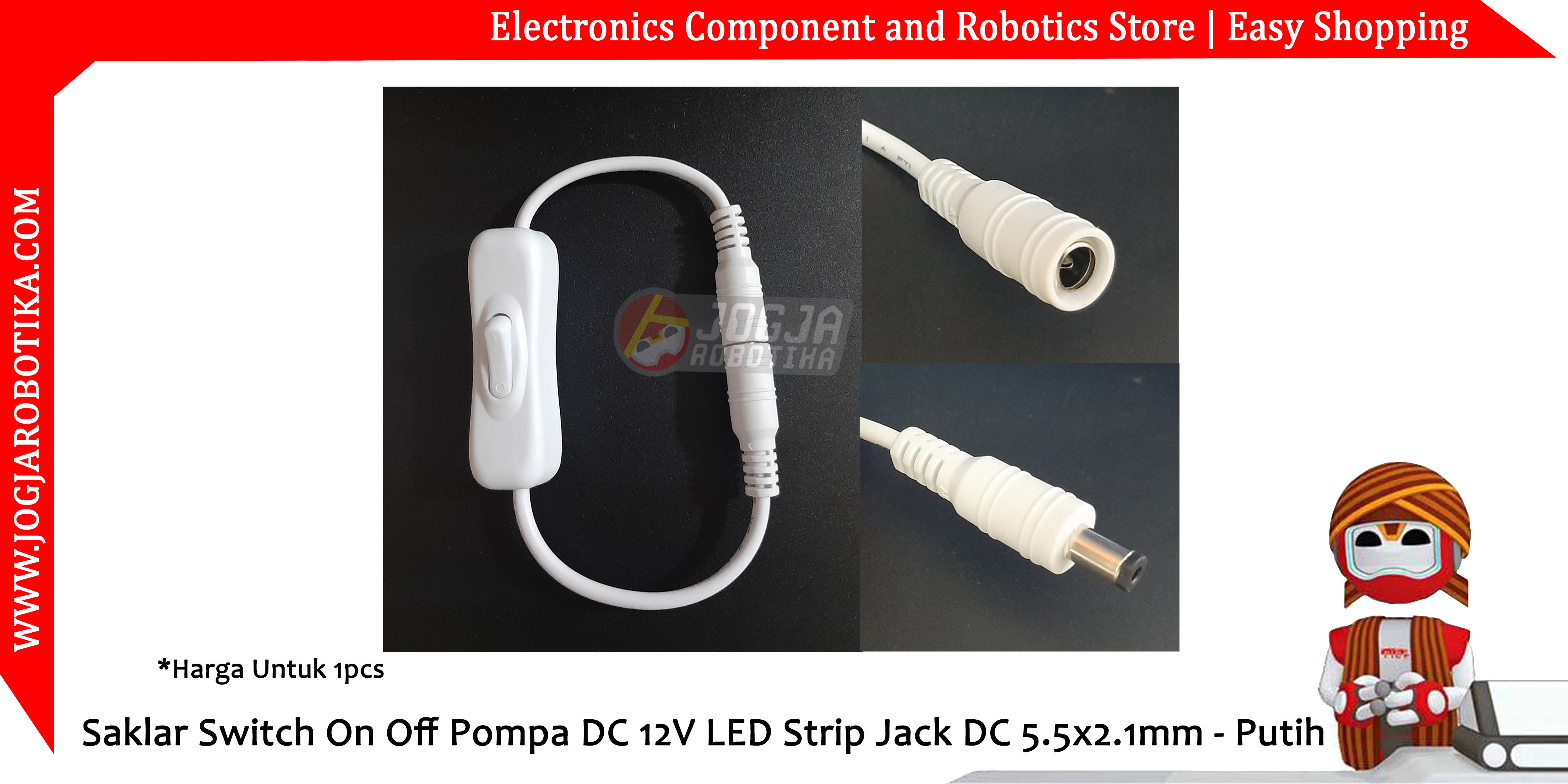 Jual Saklar Switch On Off Pompa DC 12V LED Strip Jack DC 5.5x2.1mm