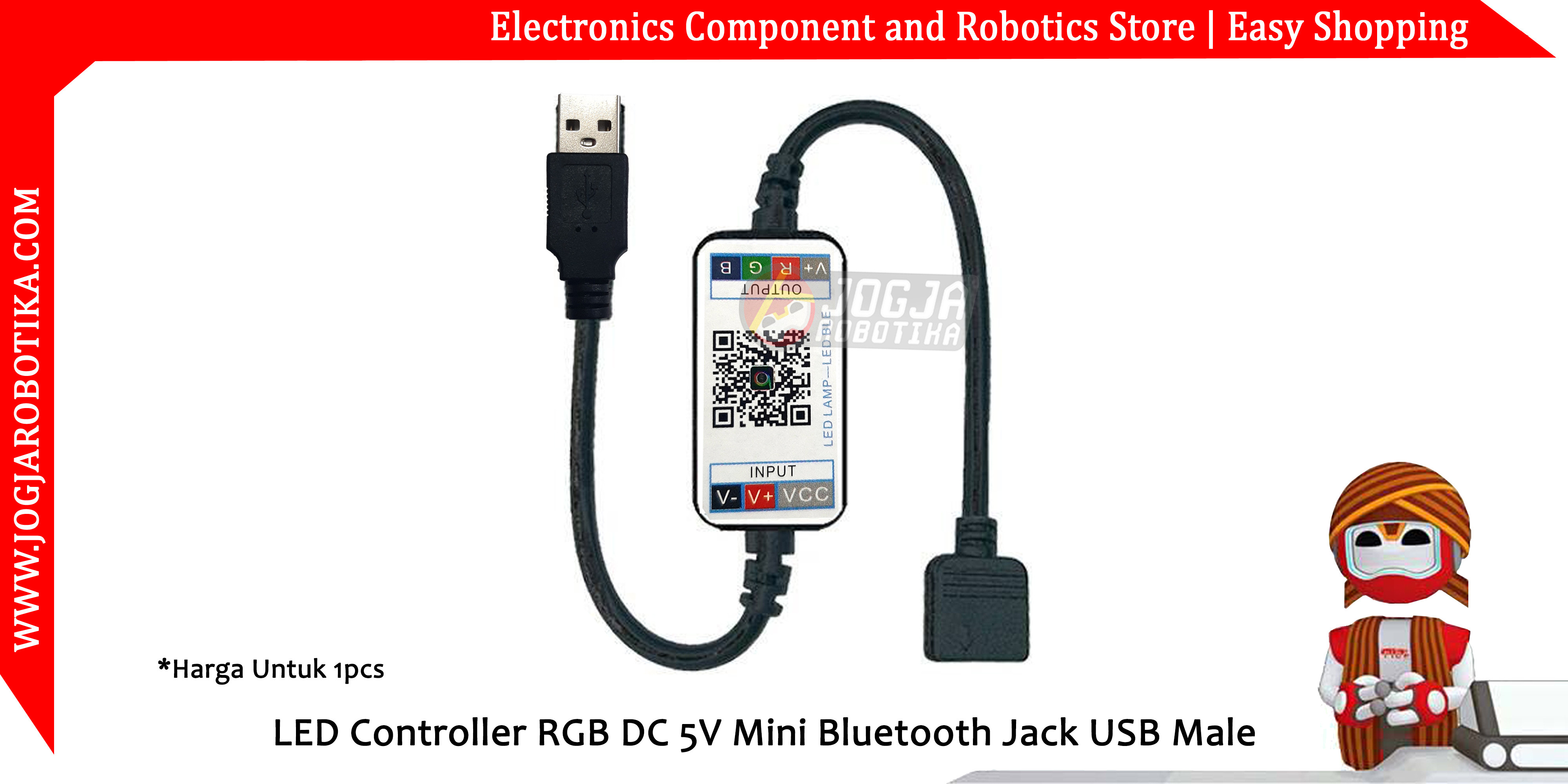 LED Strip Controller RGB DC 5V Mini Bluetooth Jack USB Male - Toko ...