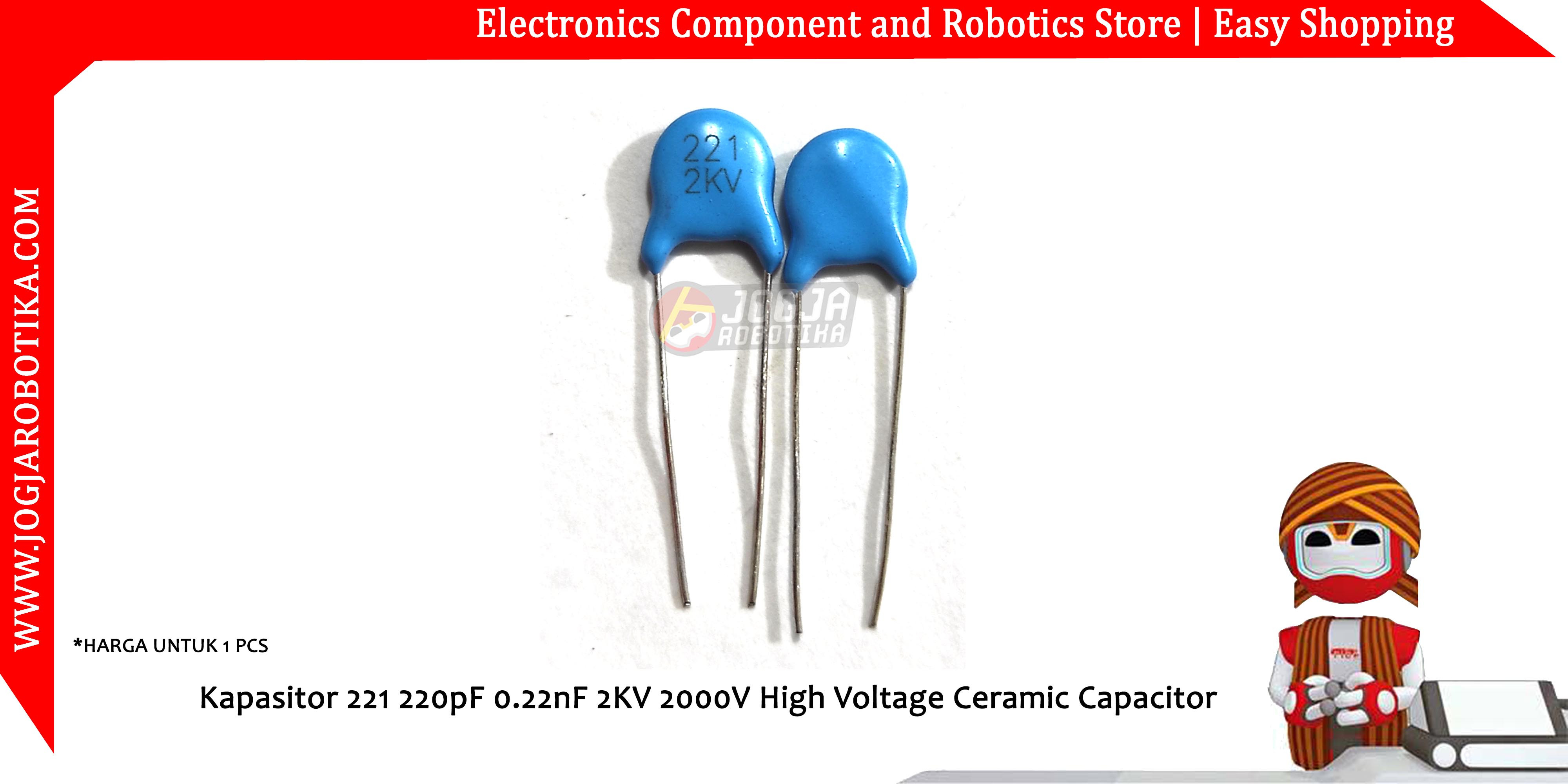 Kapasitor 221 220pF 0.22nF 2KV 2000V High Voltage Ceramic Capacitor