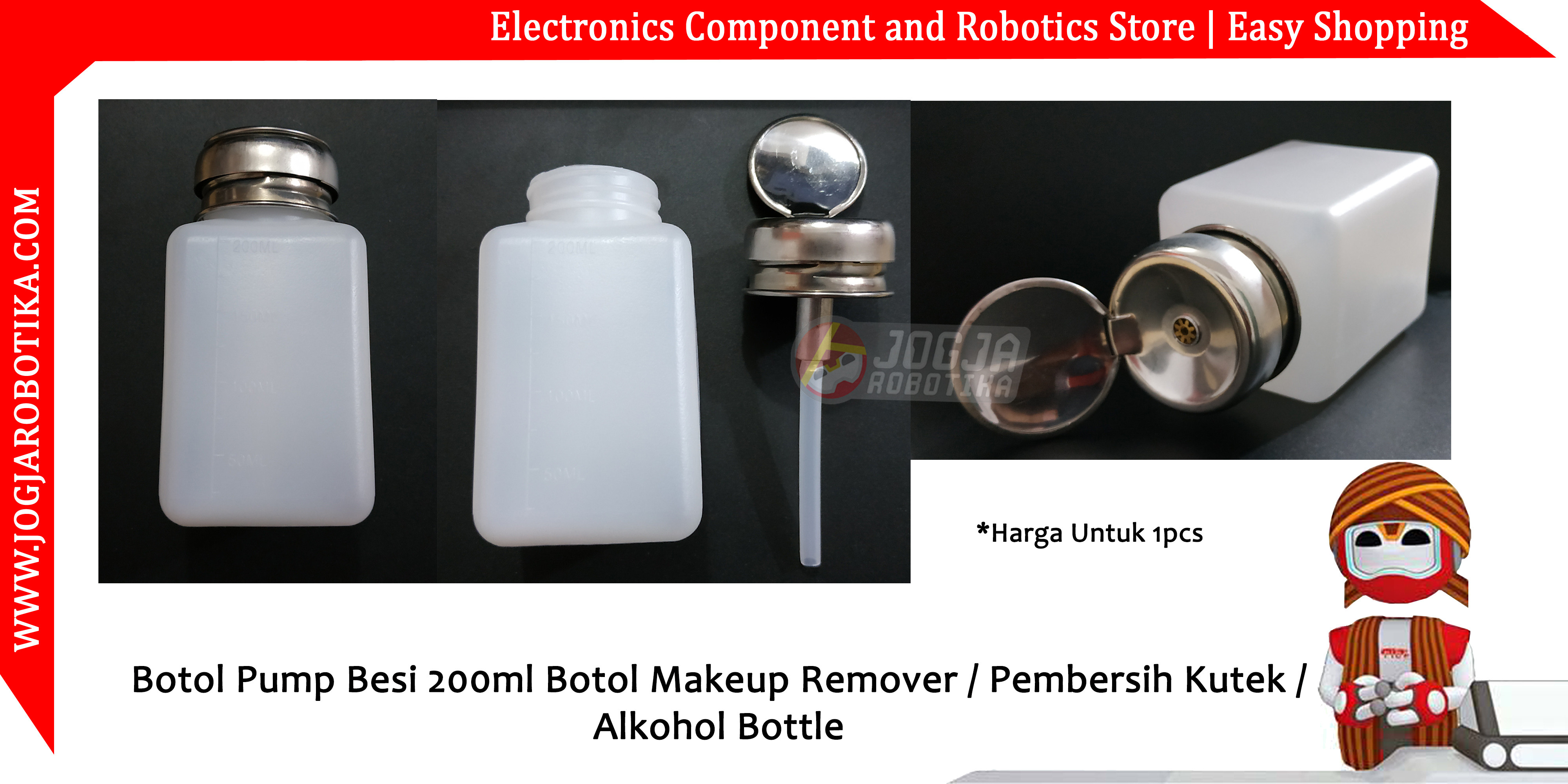 Botol Pump Besi 200ml Botol Makeup Remover / Pembersih Kutek / Alkohol ...
