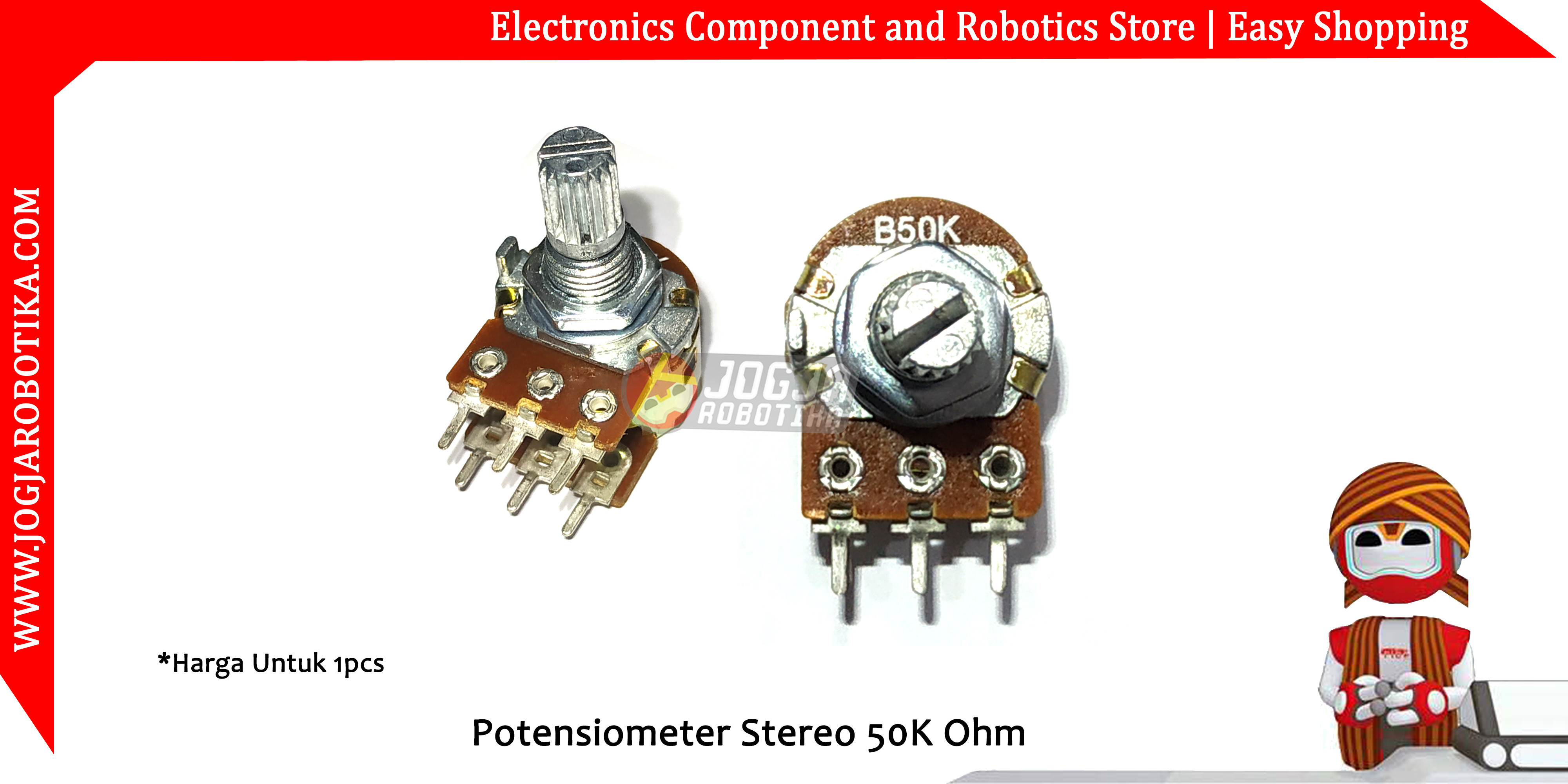 Jual Potensiometer Stereo 50K Ohm
