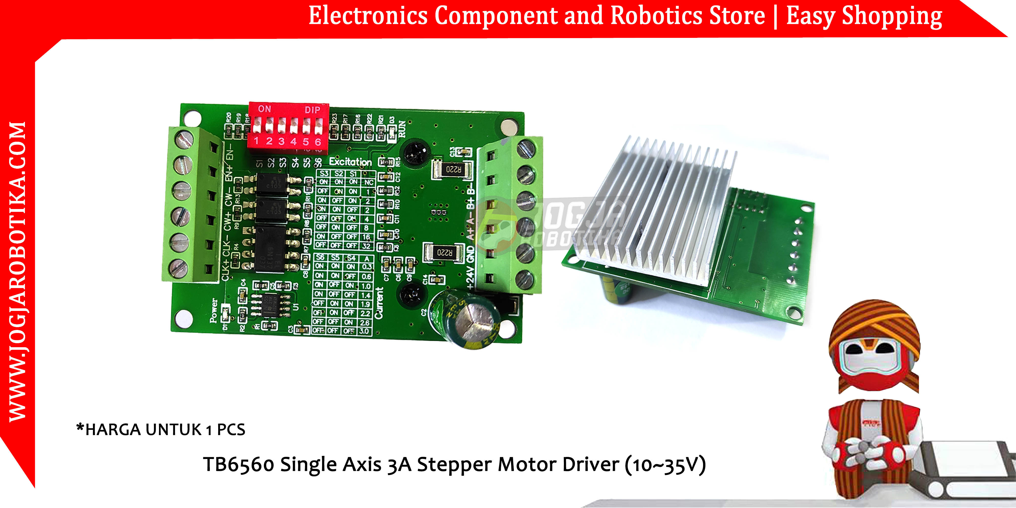 Jual TB6560 Single Axis 3A Stepper Motor Driver (10~35V)