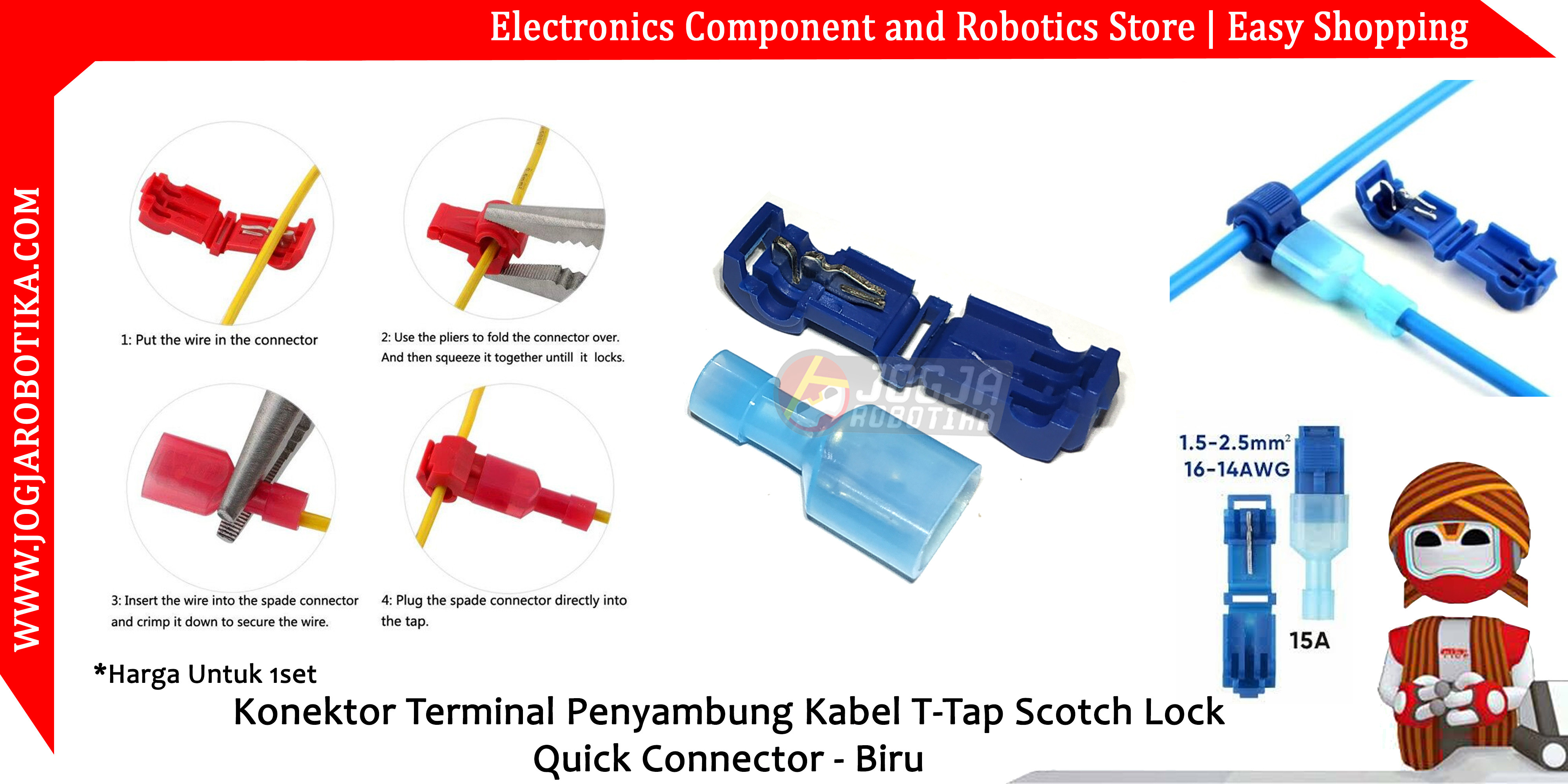 Konektor Terminal Penyambung Kabel T-Tap Scotch Lock Quick Connector - Biru