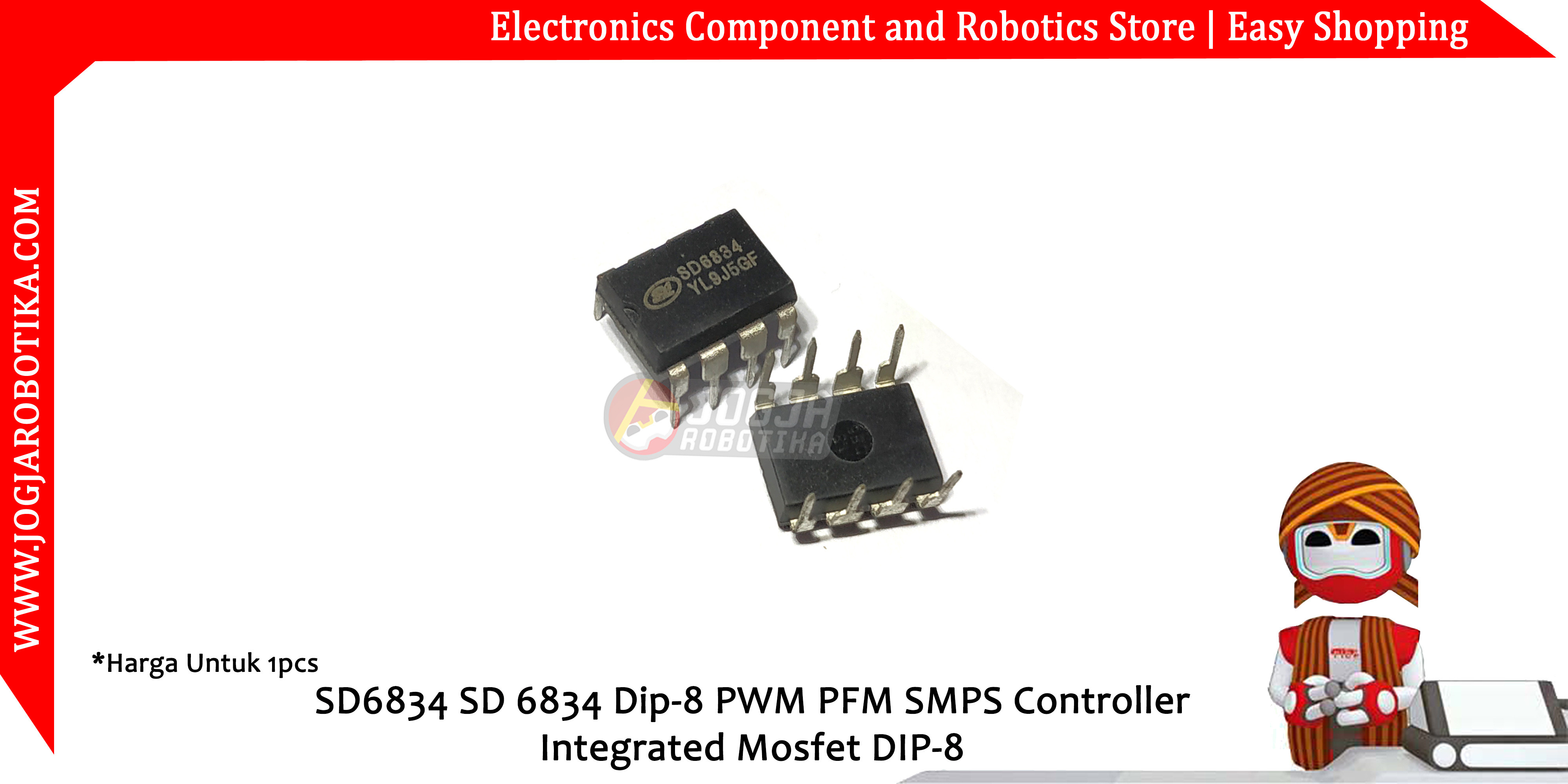 SD6834 SD 6834 Dip-8 PWM PFM SMPS Controller Integrated Mosfet DIP-8 ...