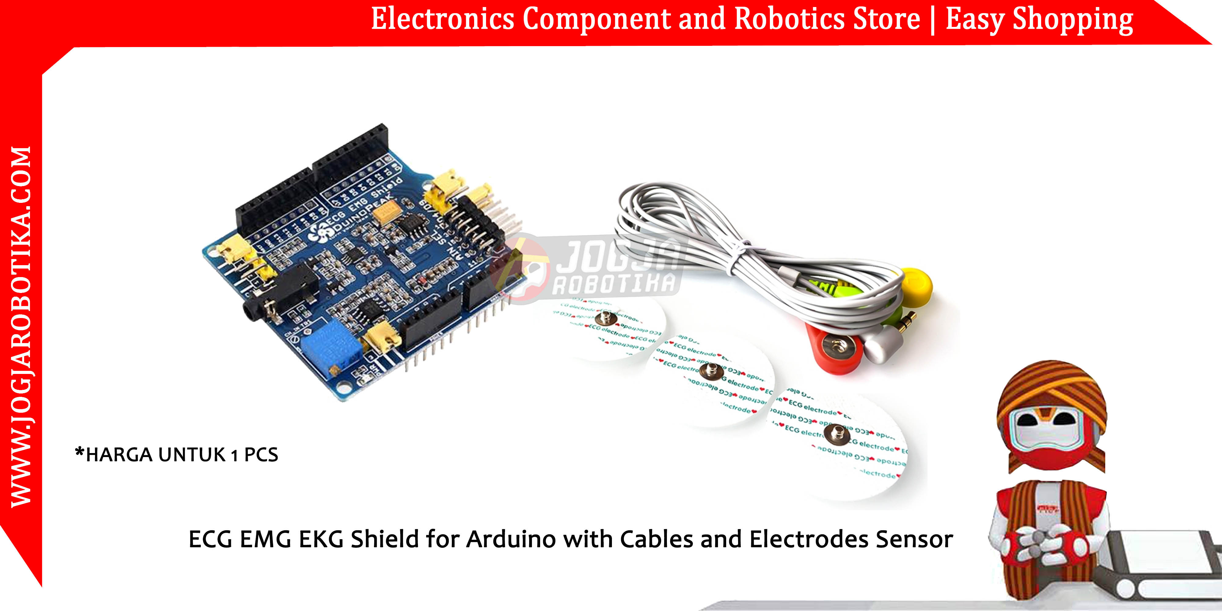 ECG EMG EKG Shield for Arduino with Cables and Electrodes Sensor